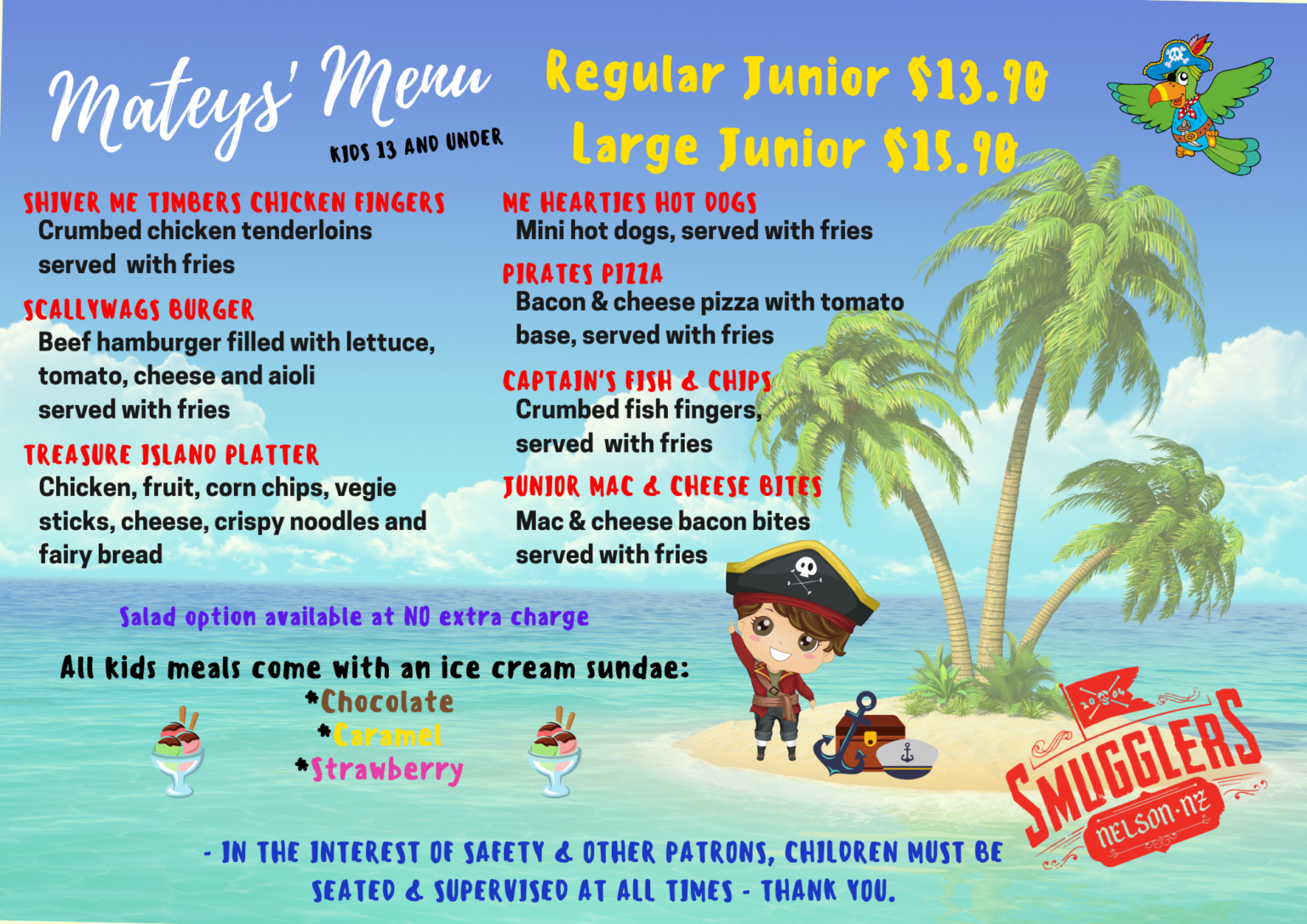 Kids Menu |Best Family-Friendly Dining at Smugglers Pub Nelson
